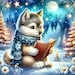 Cute Winter Animals Reading Clipart Bundle, Festive Watercolor Clip Art ...