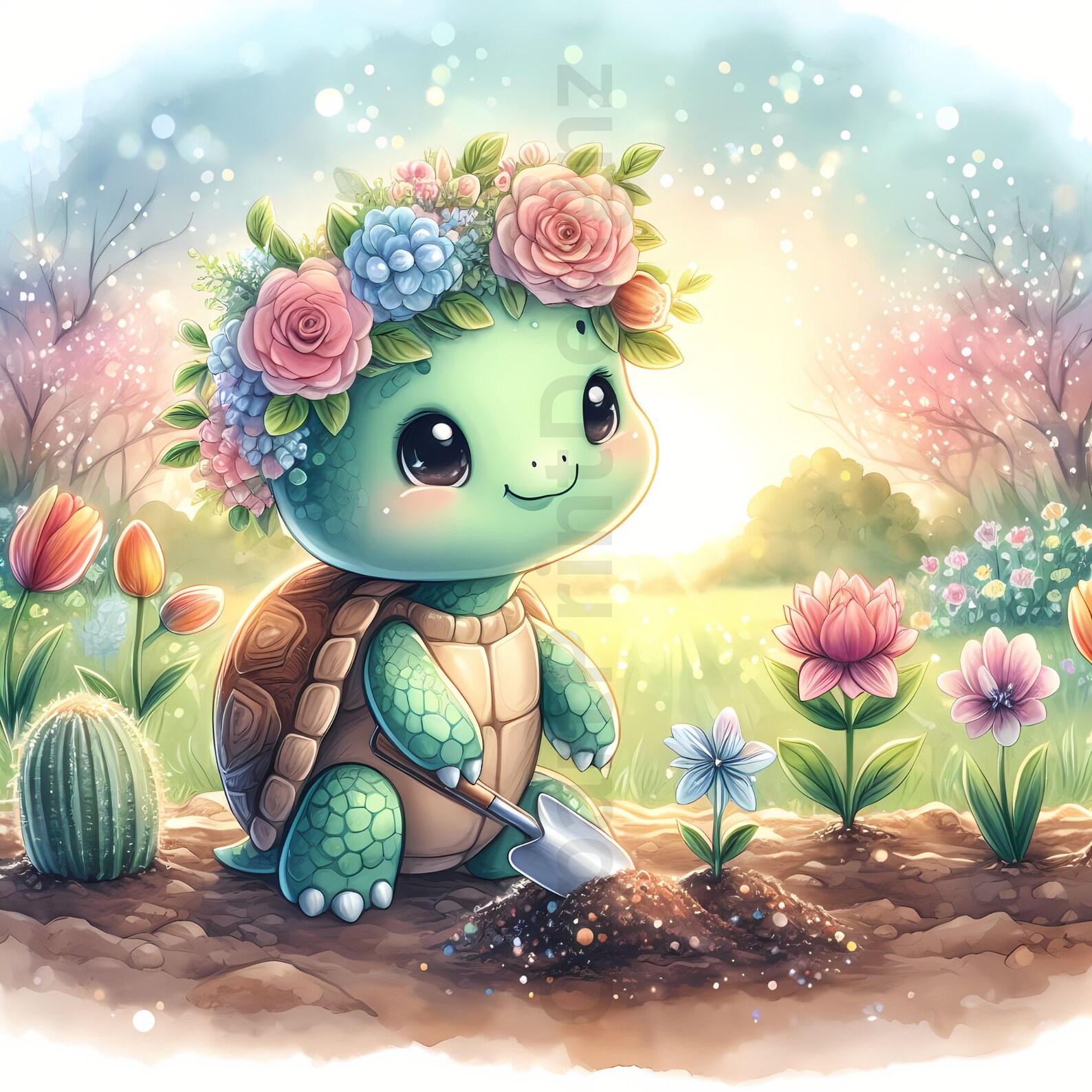 Cute Spring Turtles Clipart Bundle, Watercolor Clip Art Images, 20 High ...