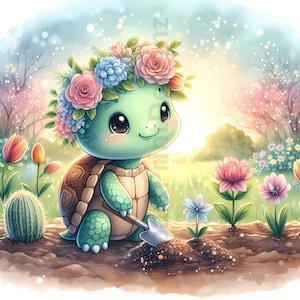 Cute Spring Turtles Clipart Bundle, Watercolor Clip Art Images, 20 High ...