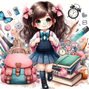 Cute Back to School Kids Clipart Bundle, Watercolor Child Clip Art ...