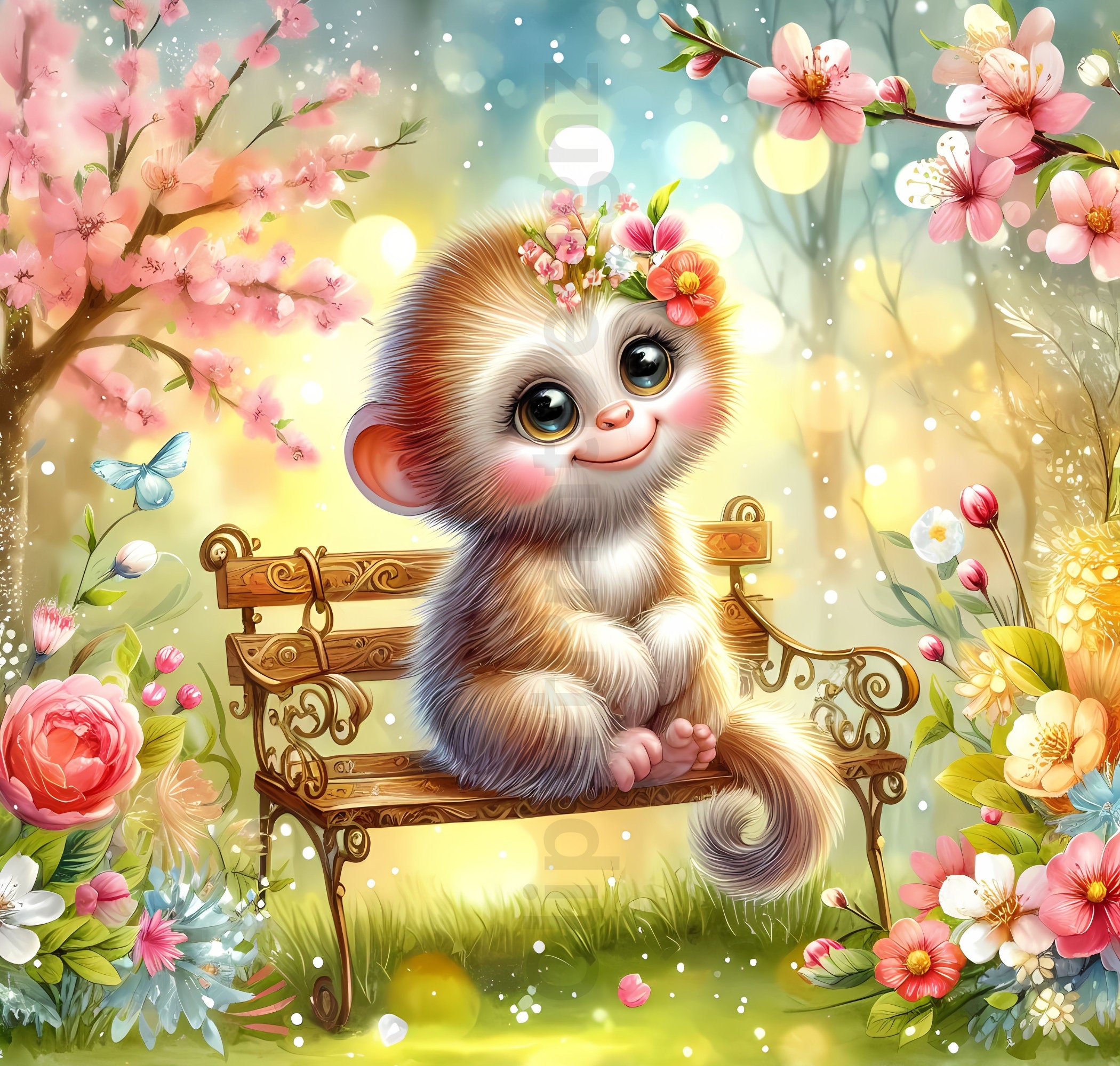 Cute Spring Monkeys Clipart Bundle, Watercolor Clip Art Images, 20 High ...