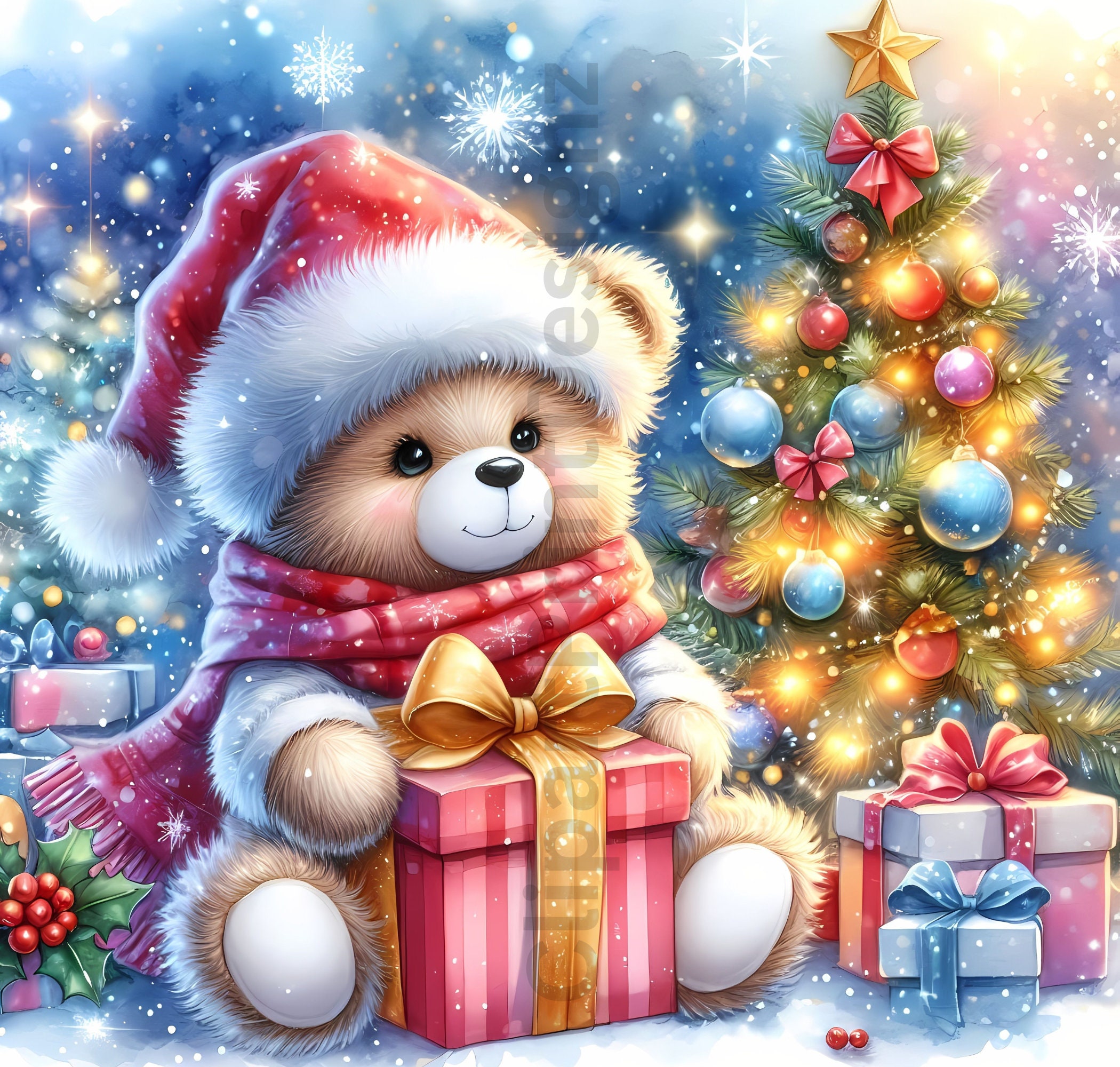 Cute Christmas Teddy Bears Clipart Bundle, Xmas Teddies Clip Art Images ...