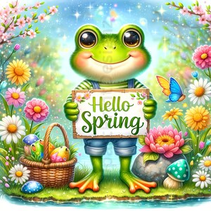 Cute Spring Frogs Clipart Bundle, Watercolor Clip Art Images, 20 High ...