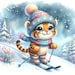 Cute Winter Animals Skiing Clipart Bundle, Festive Watercolor Clip Art ...