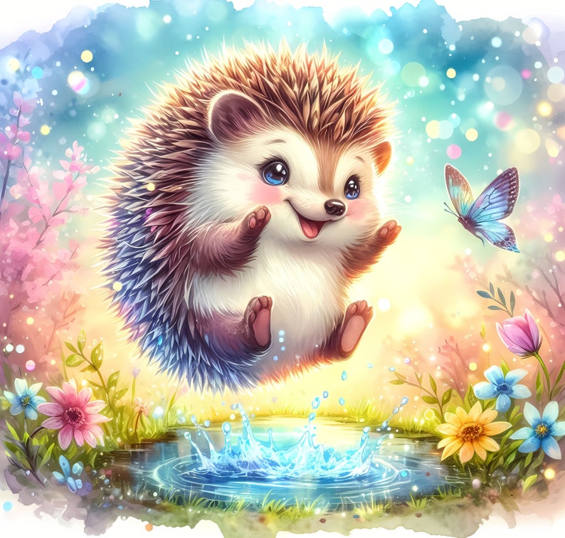 Cute Spring Hedgehogs Clipart Bundle, Watercolor Clip Art Images, 20 ...