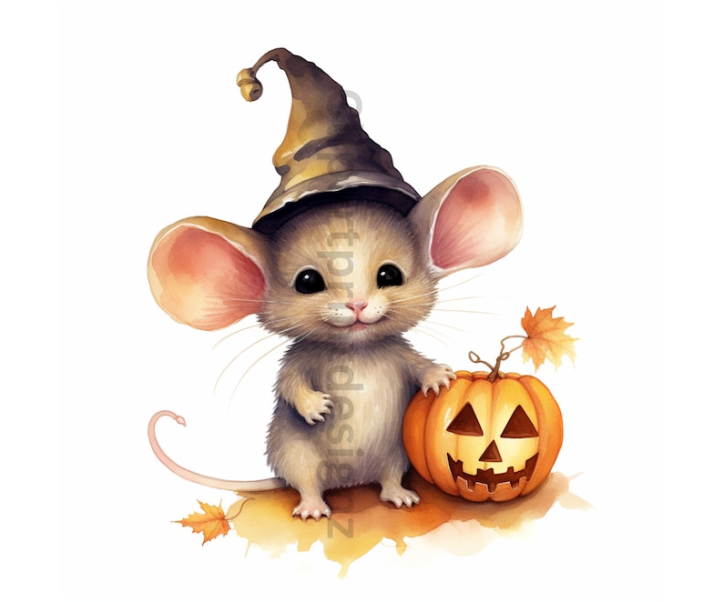 Watercolor Halloween Animal Clipart Bundle, 20 Cute Halloween Images ...