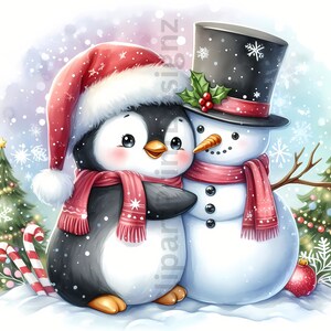 Cute Christmas Penguins Clipart Bundle, Xmas Penguin Clip Art Images ...