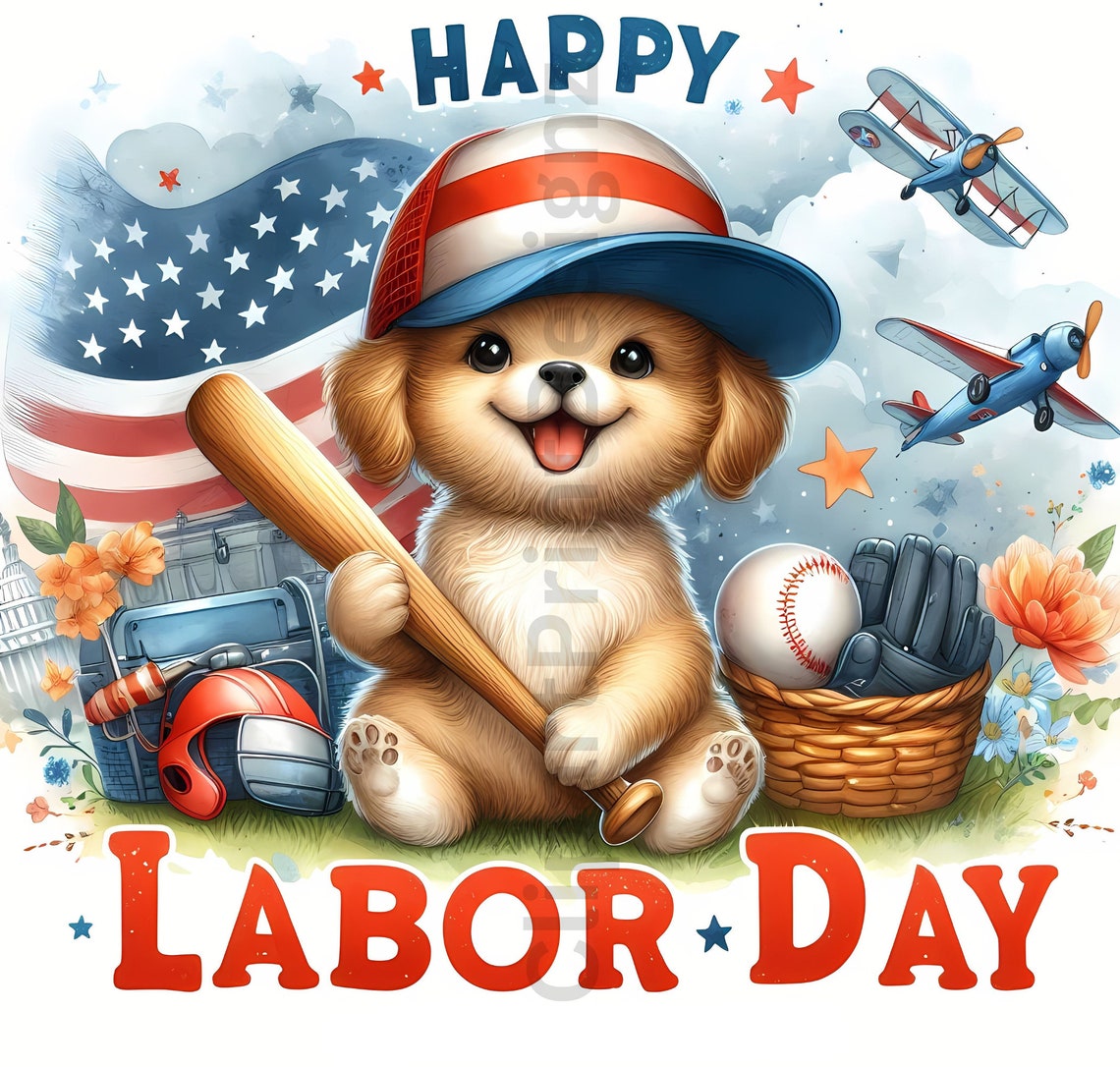 Cute Labor Day Animals Clipart Bundle, Watercolor Patriotic Files ...