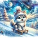 Cute Winter Animals Sledding Clipart Bundle, Festive Watercolor Clip ...