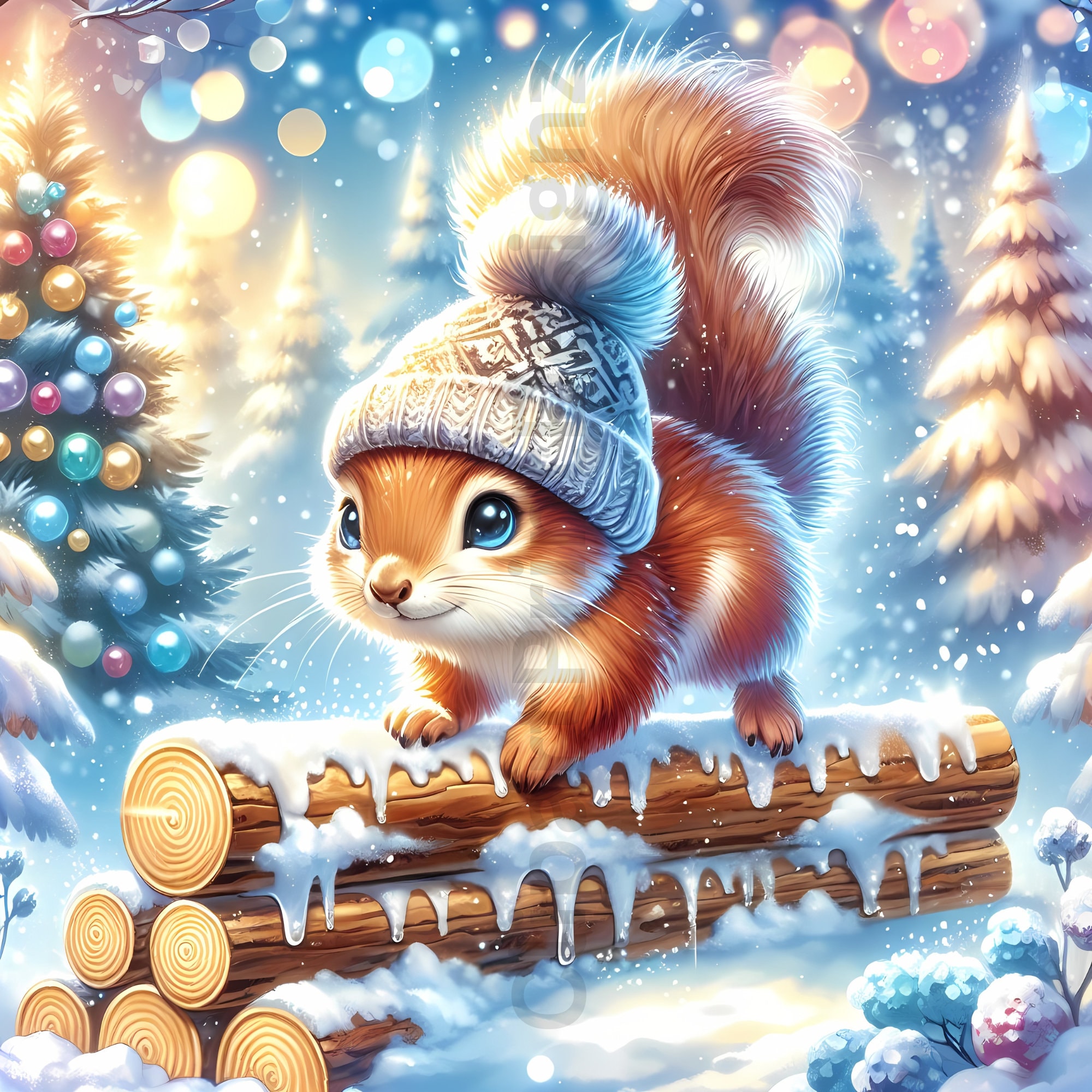 Cute Winter Squirrel Clipart Bundle, Festive Watercolor Clip Art Images ...