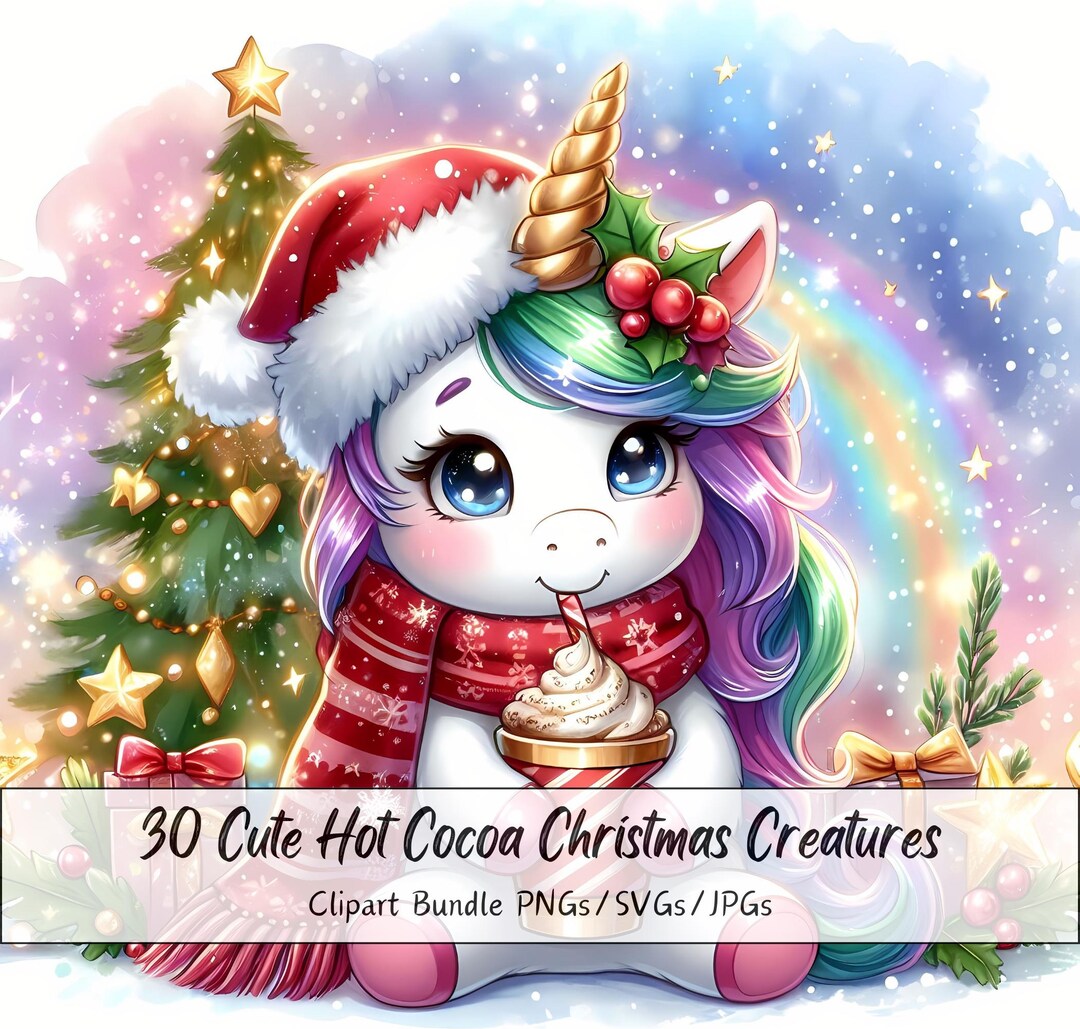 Cute Christmas Hot Cocoa Creatures Clipart Bundle, Xmas Clip Art Images ...