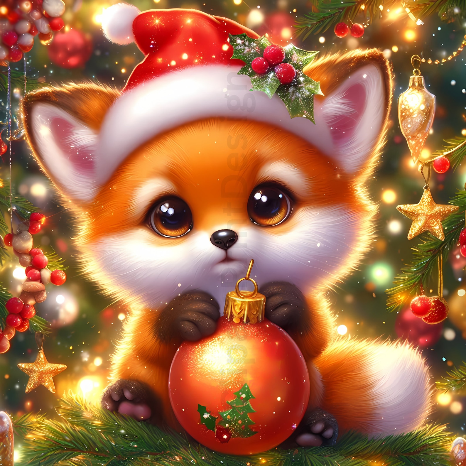 Cute Christmas Fox Clipart Bundle, Baby Animals, 28 High Quality Pngs ...