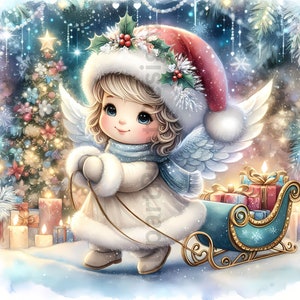 Cute Christmas Angels Clipart Bundle, Xmas Angel Clip Art Images ...