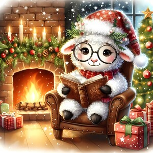 Cute Christmas Sheep Clipart Bundle, Xmas Lamb Clip Art Images ...