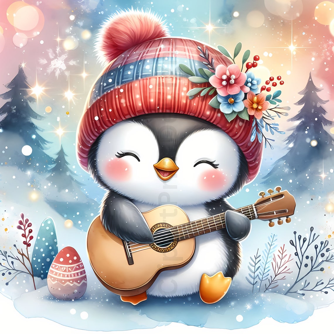 Cute Winter Penguin Clipart Bundle Watercolor Clip Art - Etsy