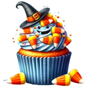 Halloween Cupcakes Clipart Bundle, Watercolor Clip Art Image, High ...