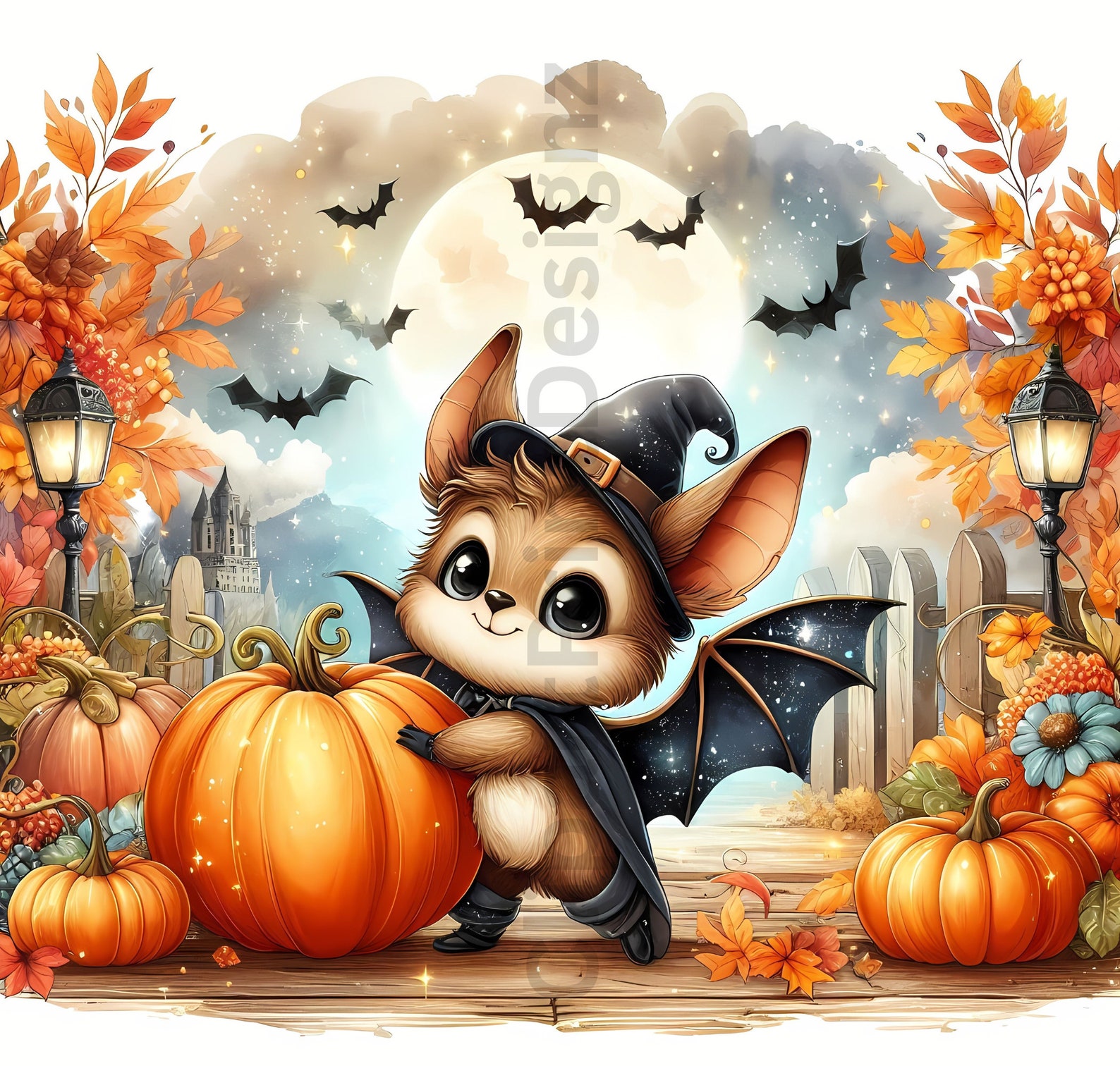 Cute Fall Bats Clipart Bundle, Watercolor Bat Clip Art Images, High ...