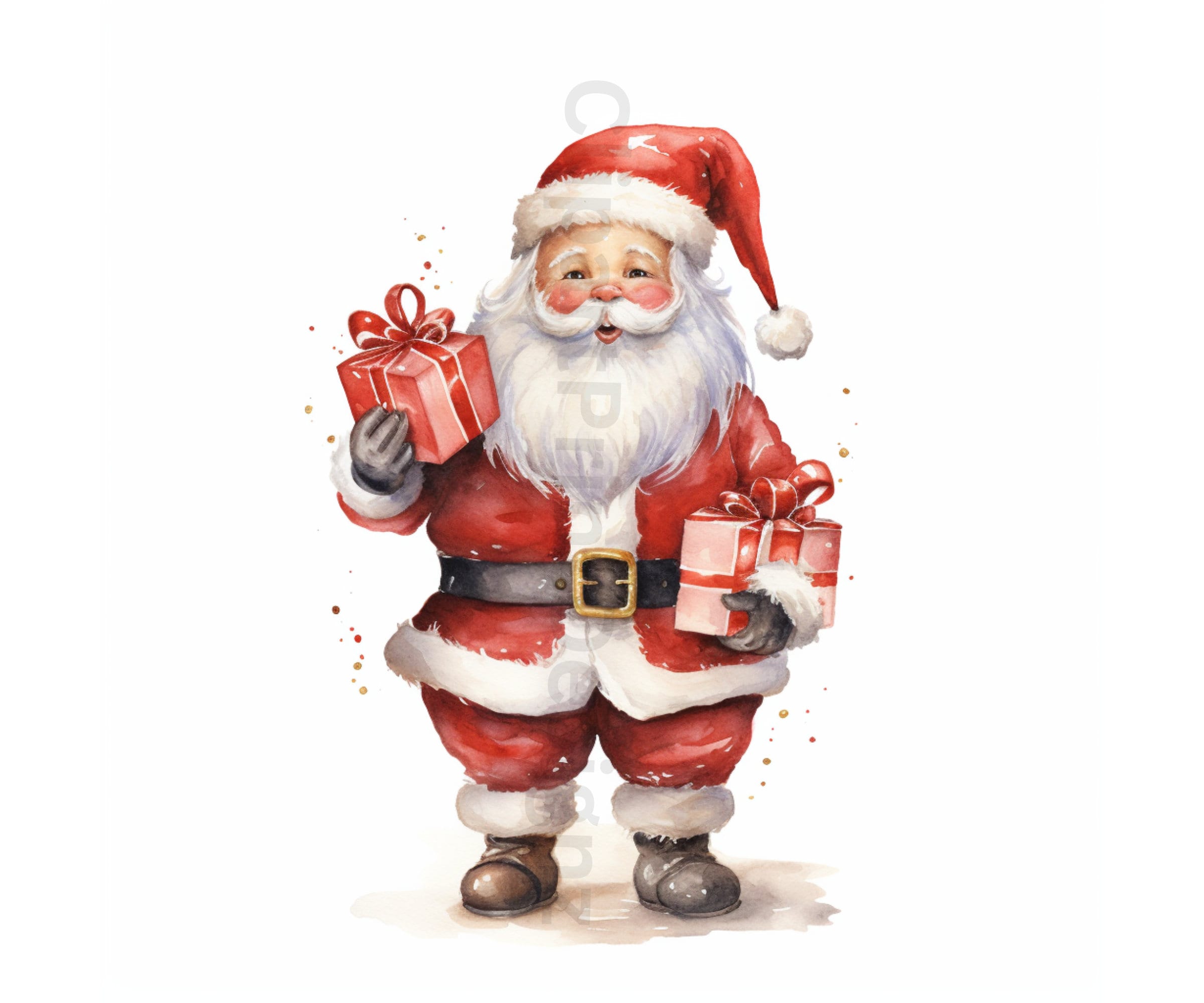 10 Cute Scandi Watercolor Christmas Santa Claus, High Quality Clipart ...