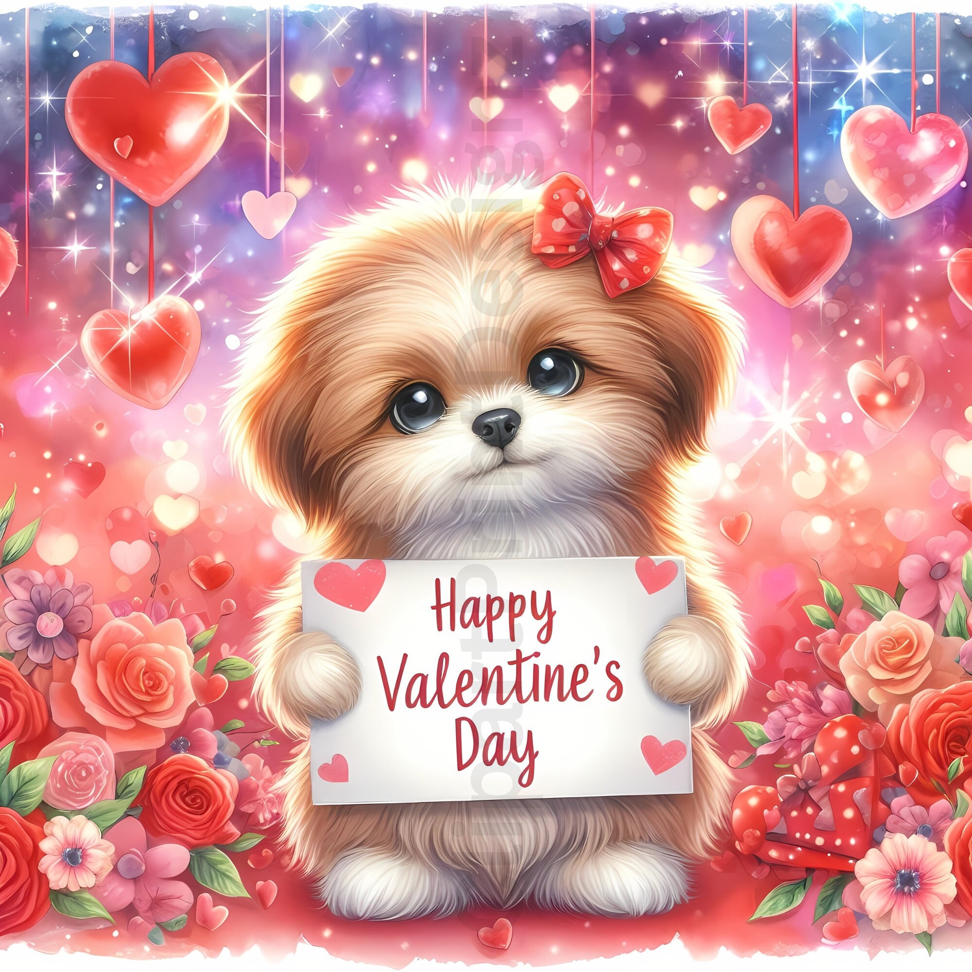 Cute Happy Valentines Day Animals Clipart Bundle, Festive Watercolor ...