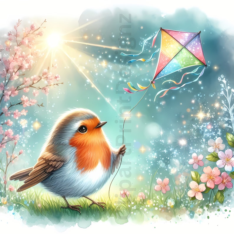 Cute Spring Robins Clipart Bundle, Watercolor Clip Art Images, 20 High ...