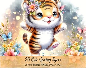Cute Spring Animals Holding Umbrellas Clipart Bundle, Watercolor Clip ...
