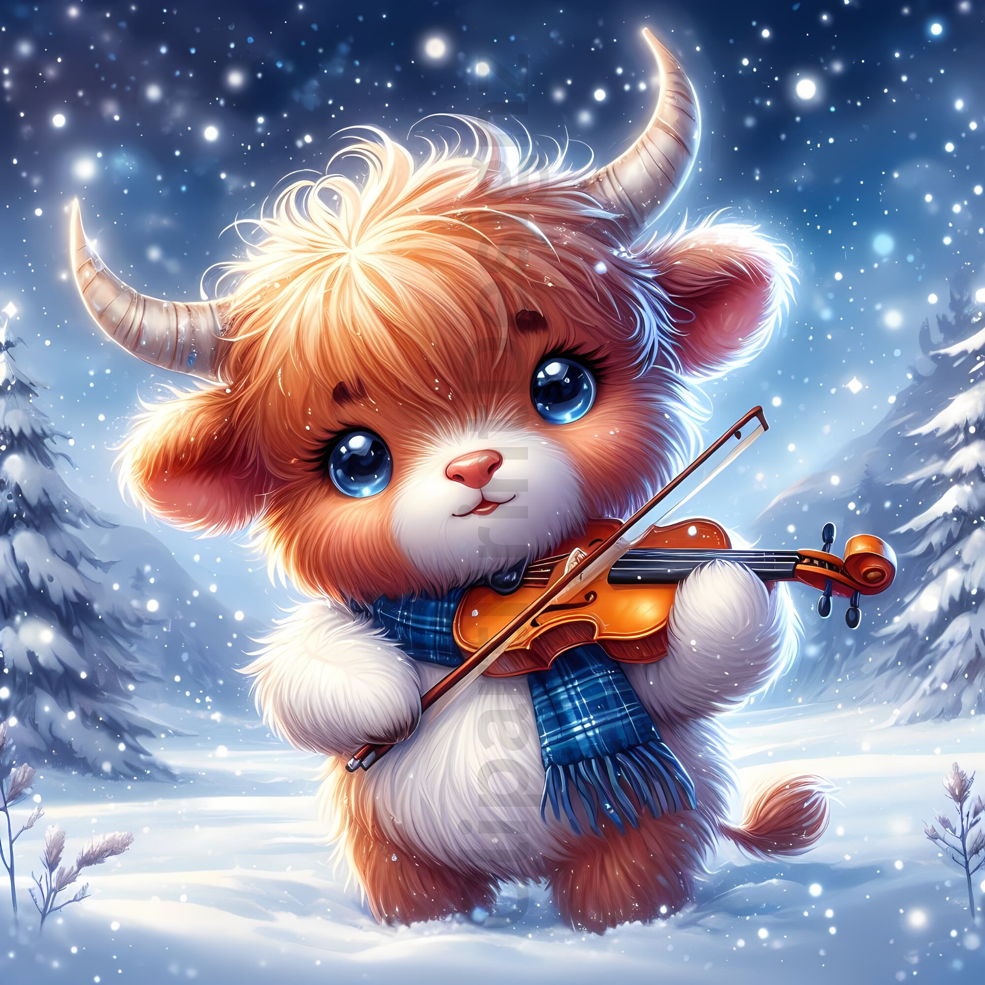 Cute Winter Baby Highland Cow Clipart Bundle, Festive Watercolor Clip ...