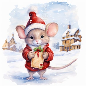 Cute Watercolor Winter Mouse Clipart Bundle, Mice, Winter Activities ...