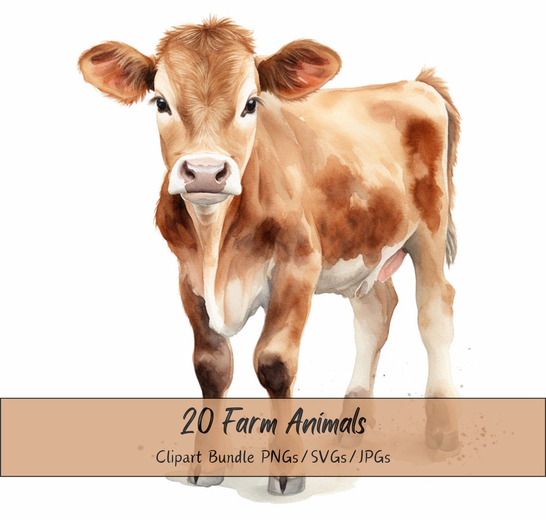 20 Cute Farm Animals, High Quality Clipart Bundle, Watercolor Pngs/jpgs ...
