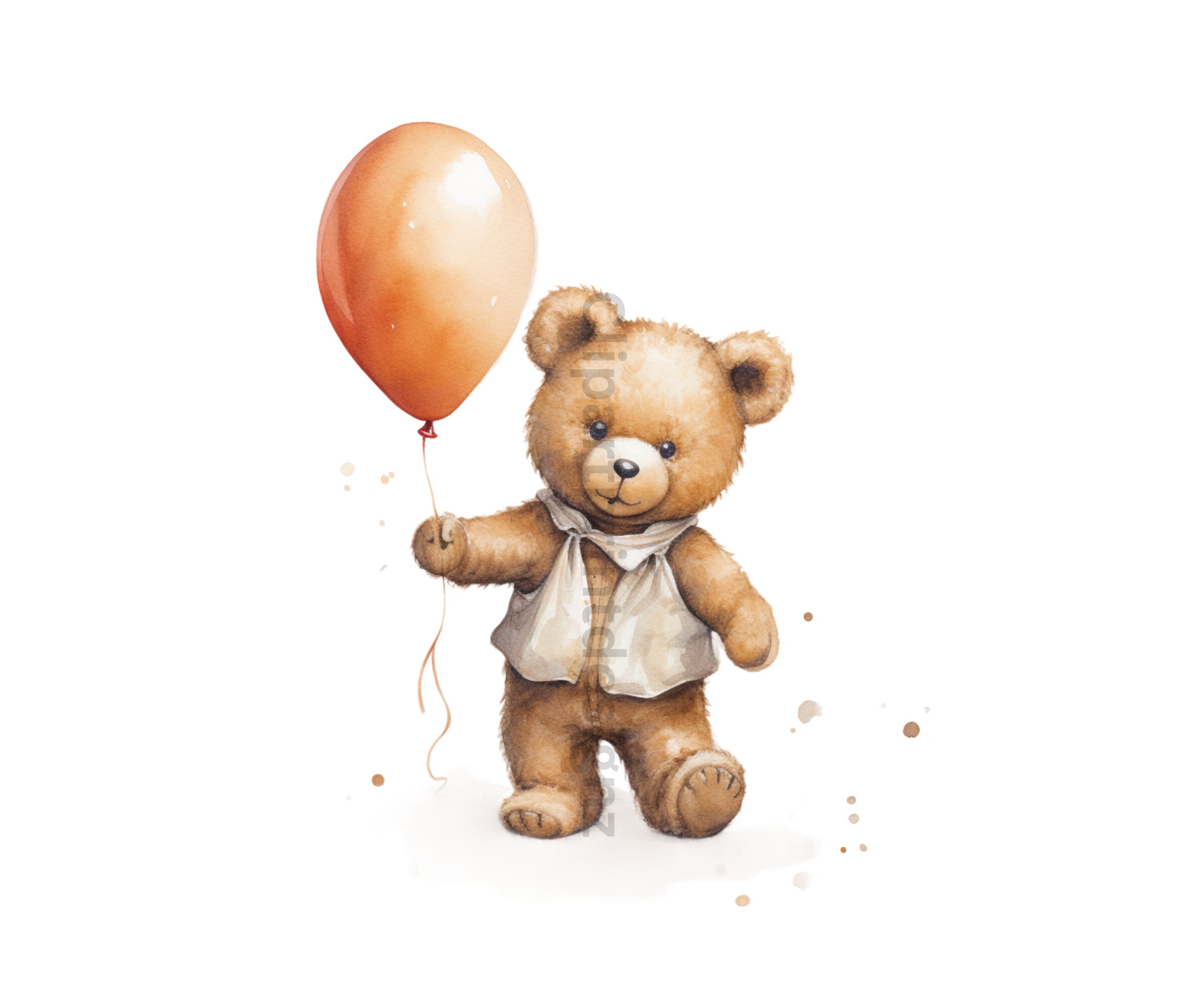 20 Brown Watercolour Teddy Bear Clipart 400 Dpi Pngs Bundle - Etsy