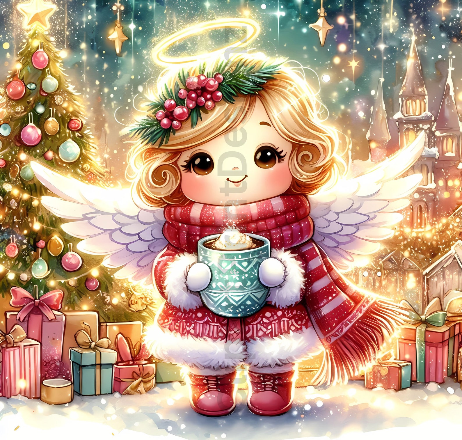 Cute Christmas Angels Clipart Bundle, Xmas Angel Clip Art Images ...