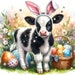 Cute Easter Cows Clipart, Funny Watercolor Animal Images, High Quality ...