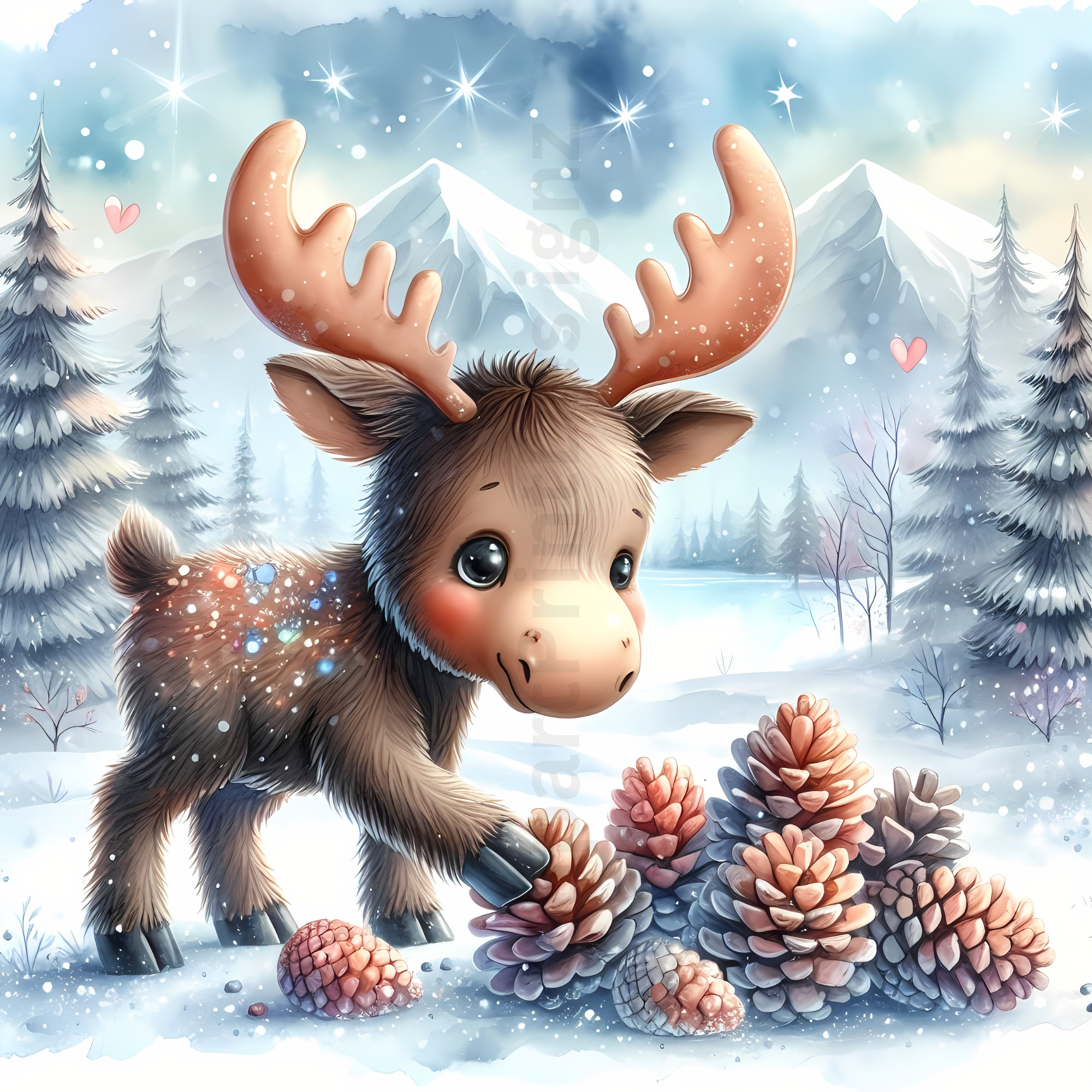 Cute Watercolor Winter Animals Clipart Bundle, Baby Animal Images, 17 ...