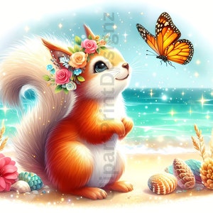 Cute Summer Animals and Butterflies Clipart Bundle, Watercolor Clip Art ...