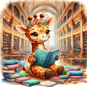 Cute Back to School Giraffes Clipart Bundle, Watercolor Giraffe Clip ...