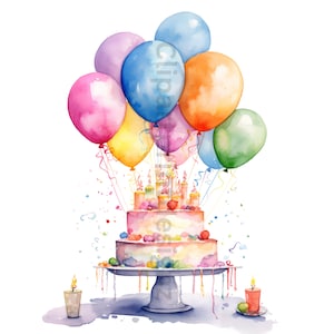 31 Watercolor Birthday Party Clipart Bundle, Cute Party Animals ...
