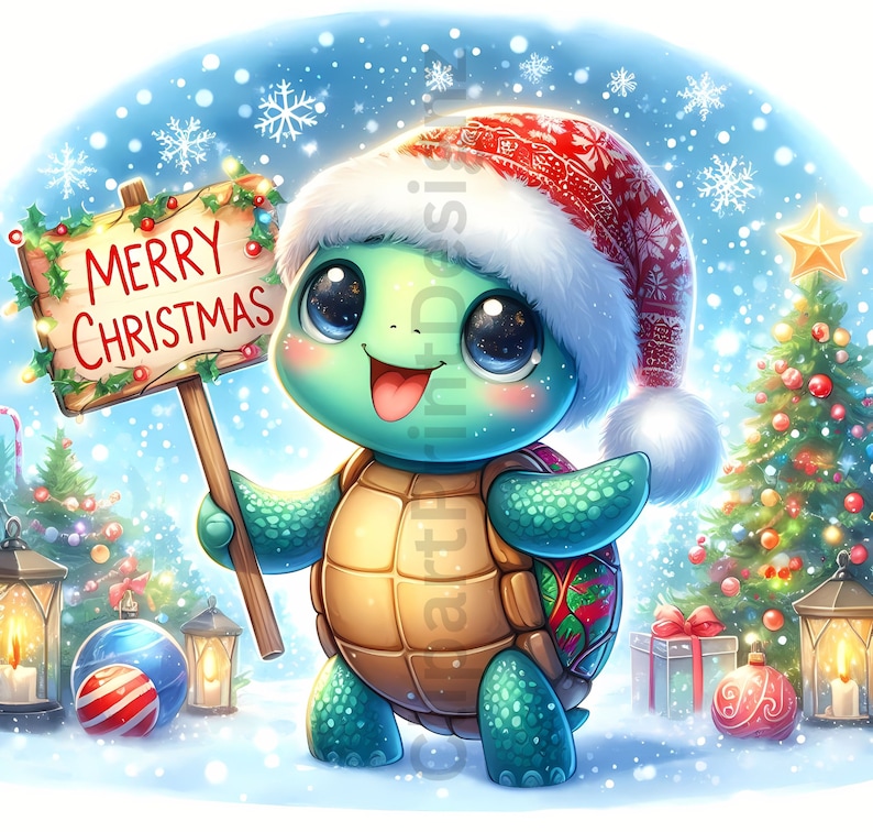 Cute Christmas Turtles Clipart Bundle, Xmas Turtle Clip Art Images ...