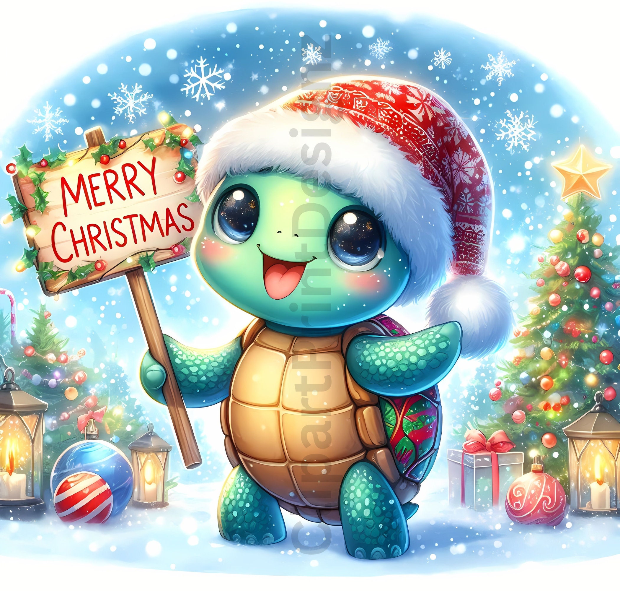 Cute Christmas Turtles Clipart Bundle, Xmas Turtle Clip Art Images ...