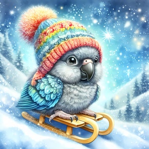 Cute Winter Bird Breeds Clipart Bundle, Festive Watercolor Clip Art ...