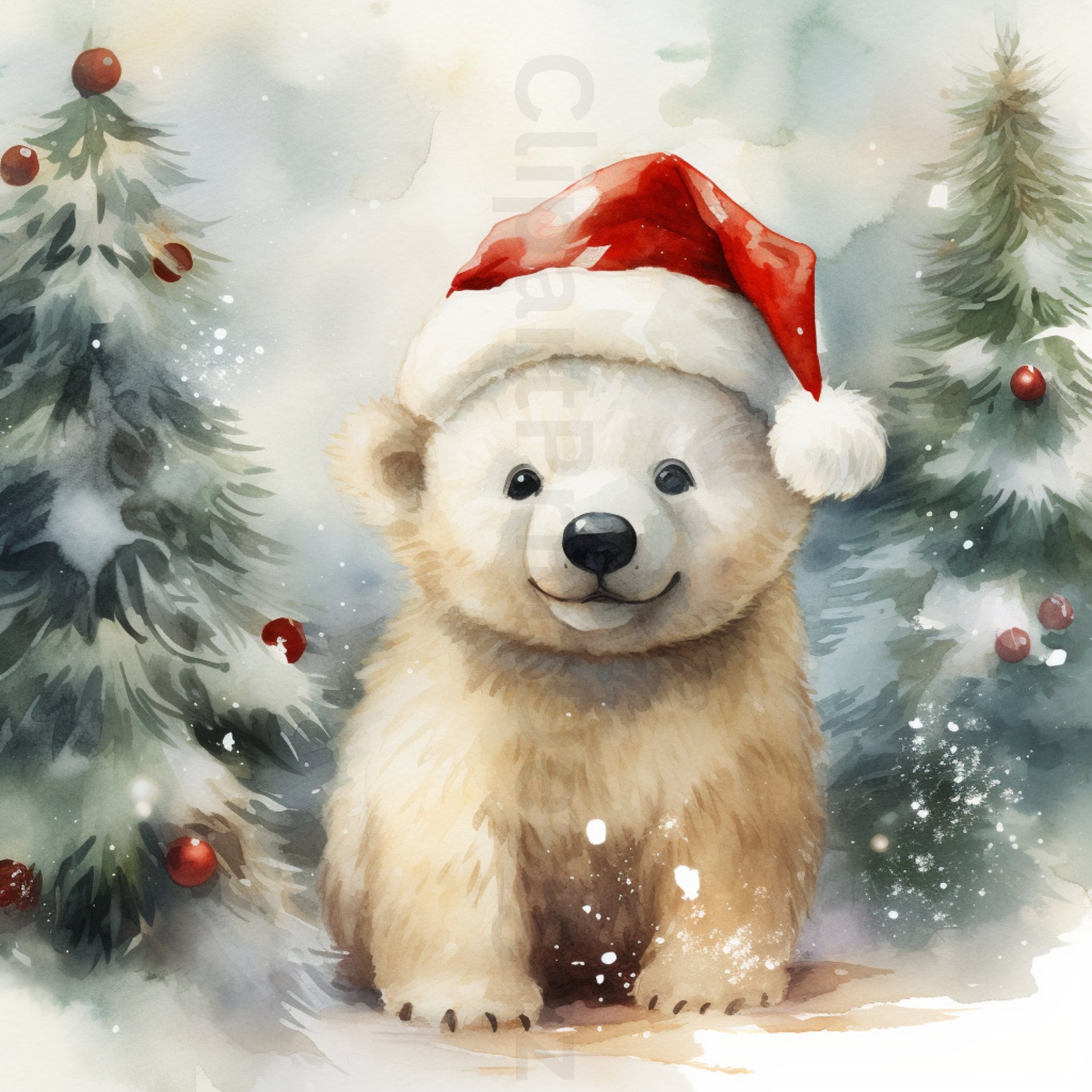 10 Cute Watercolor Christmas Animals, Christmas Clipart Bundle, 11 Baby ...