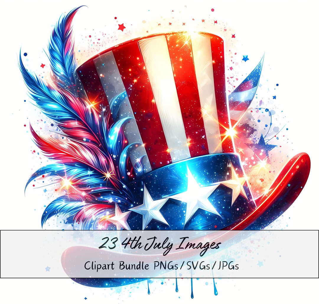 4th July Clipart Bundle, Watercolor Patriotic Clip Art, High Quality ...