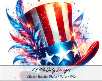 Cute 4th July Animals Clipart Bundle, Watercolor Patriotic Files Animal ...