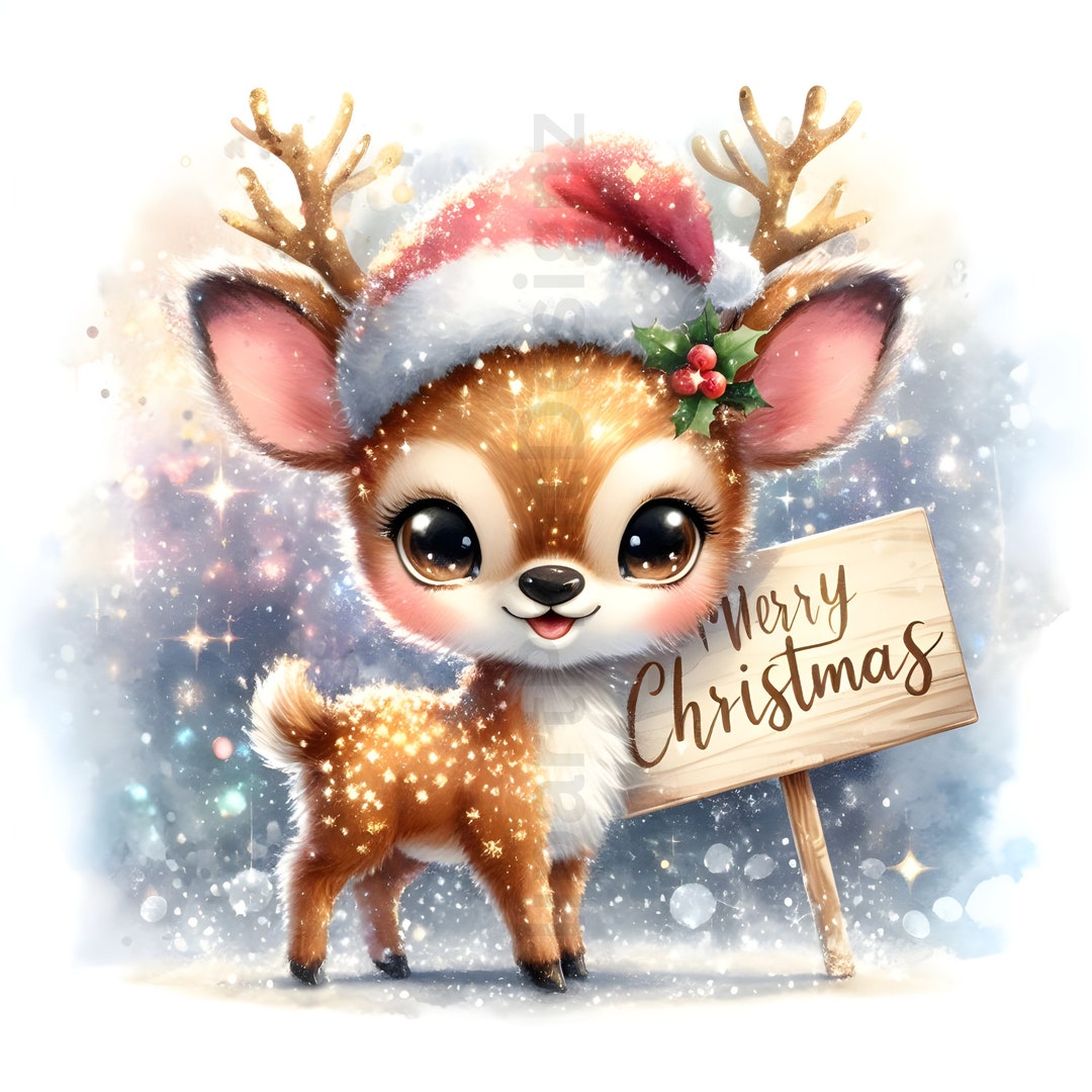 Watercolor Merry Christmas Animals Clipart Bundle, 17 High Quality Pngs ...