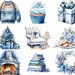 Cozy Winter Clipart Bundle, Blue Winter, Cute Watercolor Christmas ...