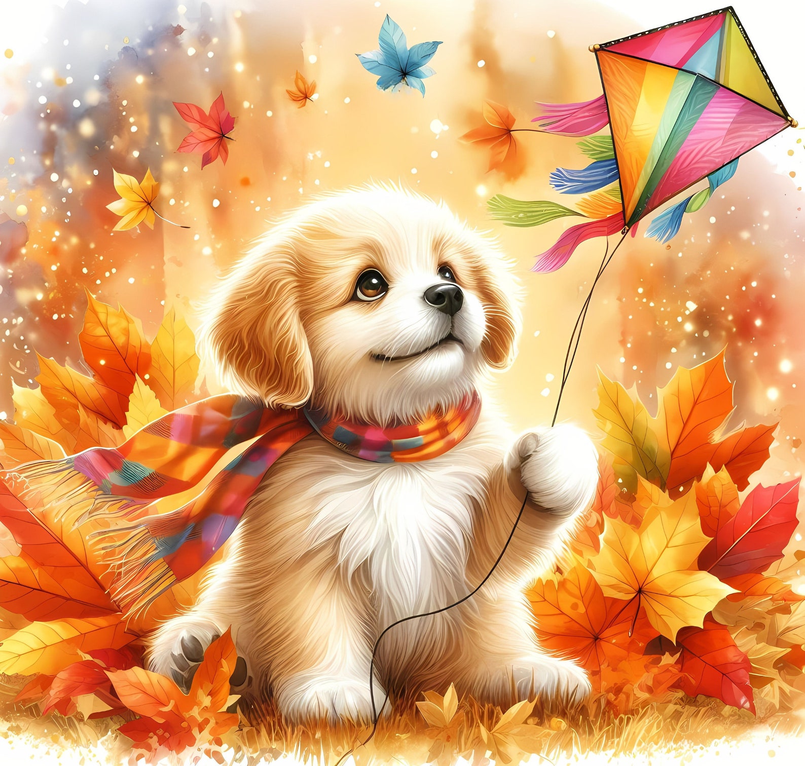 Cute Fall Dogs Clipart Bundle, Watercolor Autumn Dog Clip Art Images ...