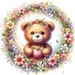 Cute Spring Teddy Bears Clipart Bundle, Watercolor Clip Art Images ...
