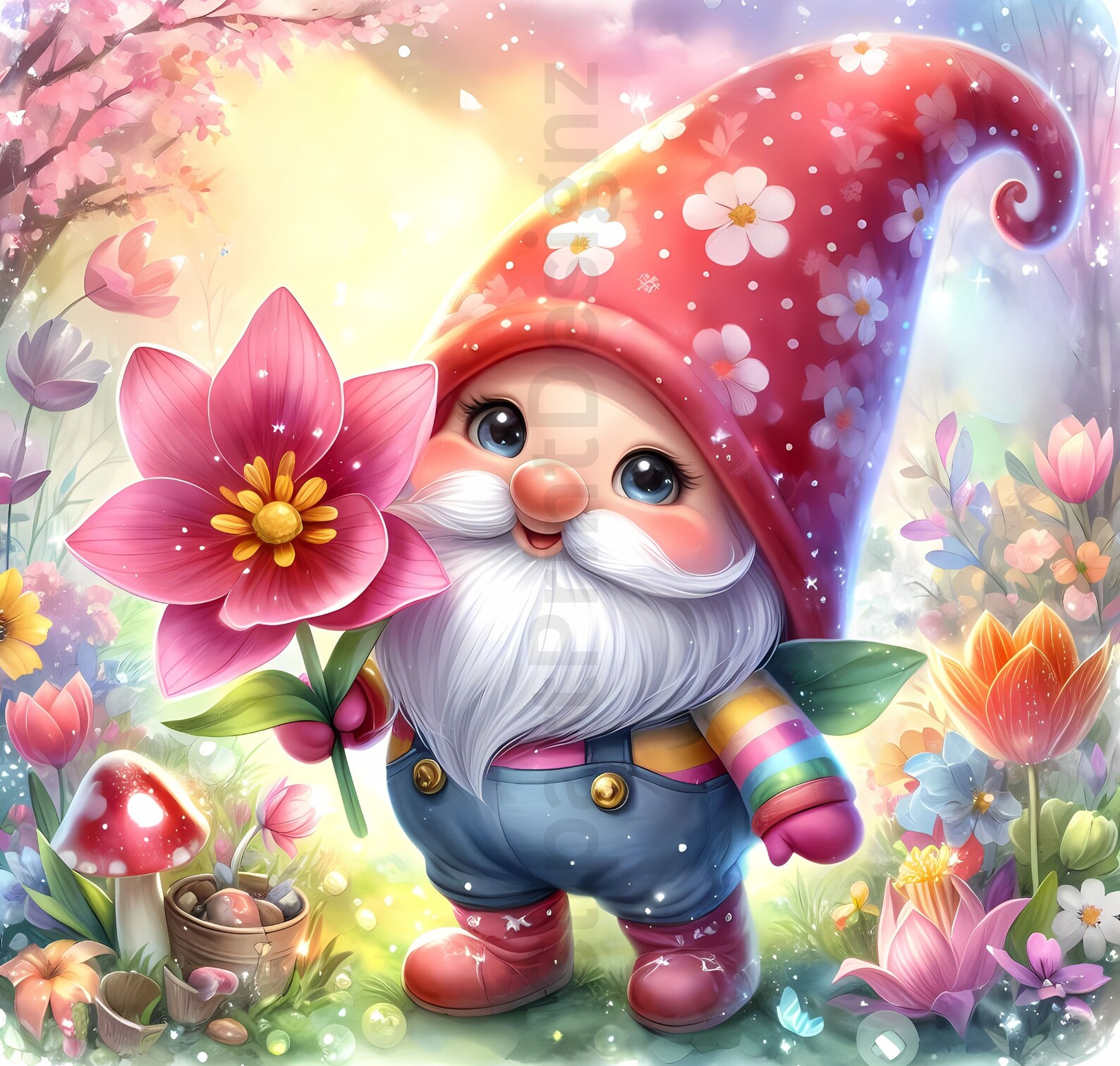 Cute Spring Gnomes Clipart Bundle, Watercolor Clip Art Images, 20 High ...