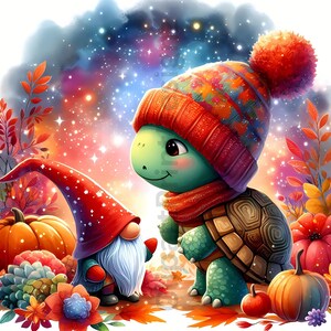 Cute Fall Turtles Clipart Bundle, Watercolor Turtle Clip Art Images ...