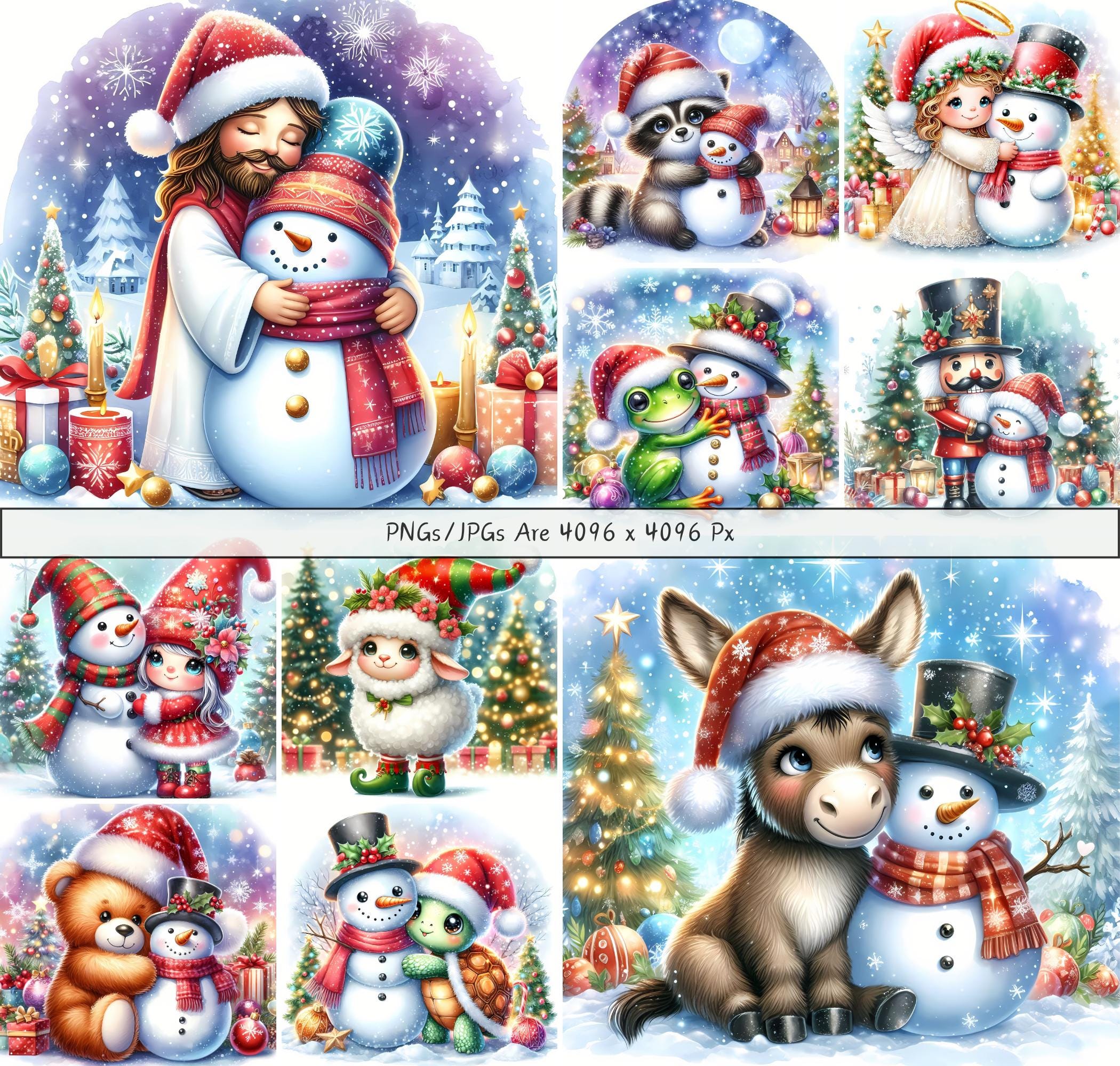 Cute Christmas Figures and Snowmen Clipart Bundle, Xmas Snowman Clip ...