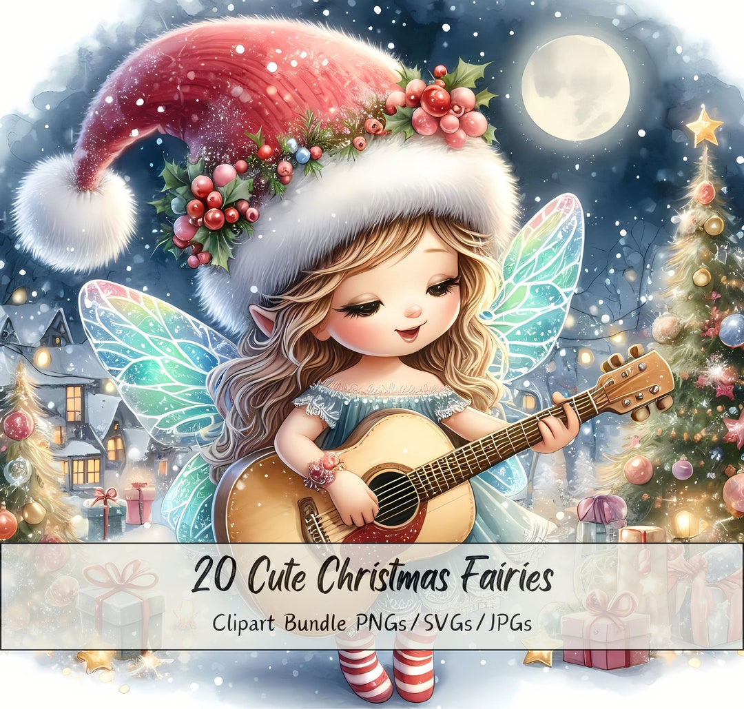 Cute Christmas Fairies Clipart Bundle, Xmas Fairy Clip Art Images ...