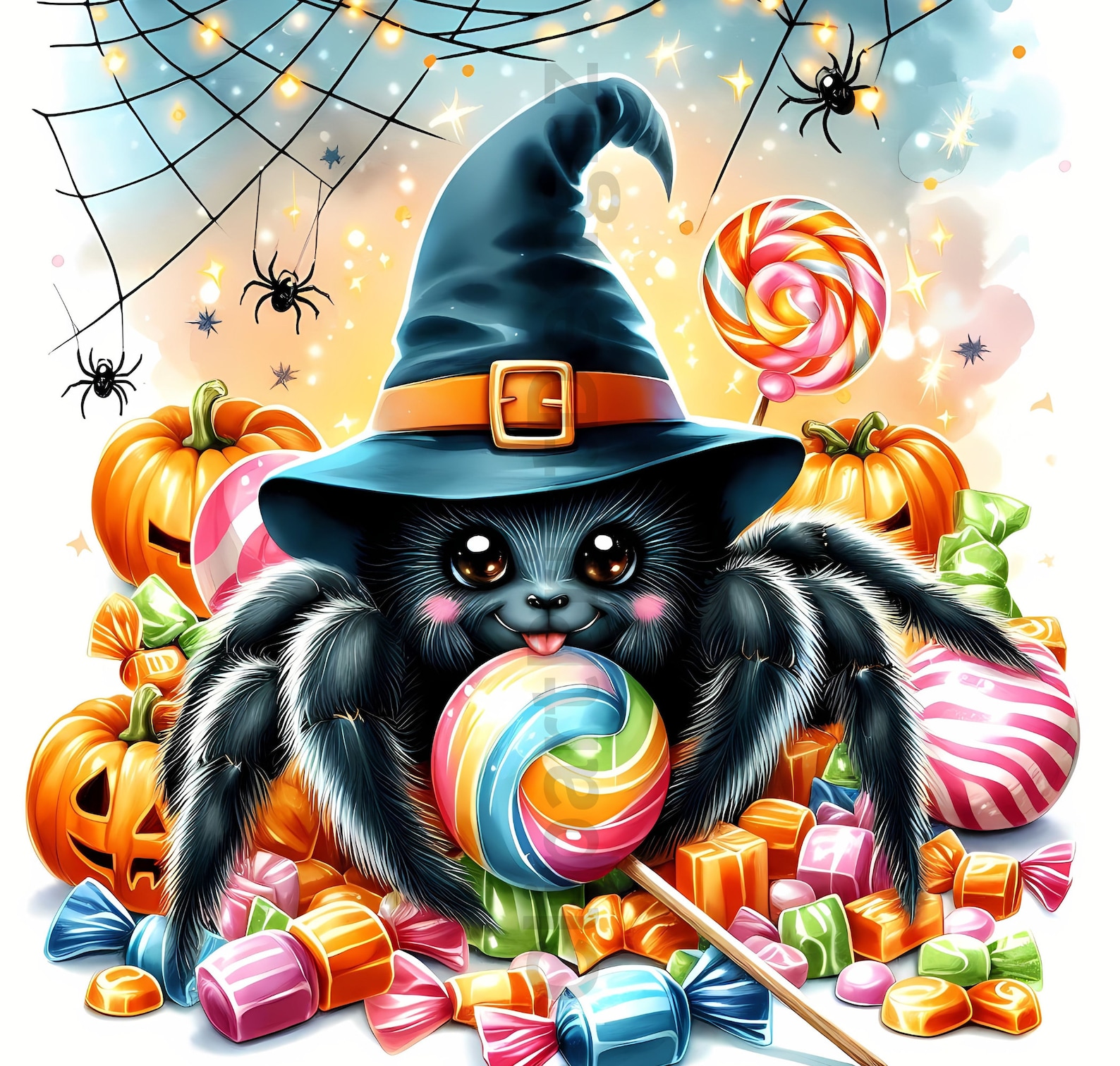 Cute Halloween Spiders Clipart Bundle, Watercolor Spider Clip Art ...